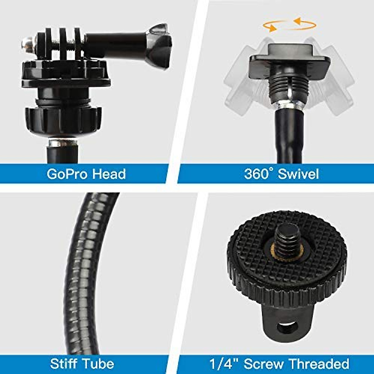 Pipishell Webcam Mount - Flexible Desk Stand Clamp Gooseneck Stand for Logitech Webcam C930e,C930,C920, C922x,C922, Brio 4K, C925e,C615