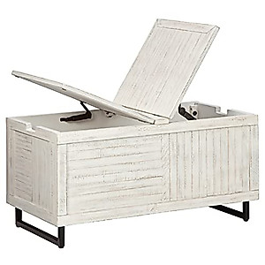 Signature Design by Ashley Coltport Storage Trunk or Coffee Table, Distressed White