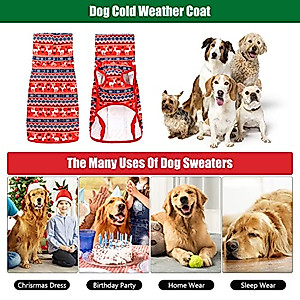 Dog Cold Weather Coats, Dog Sweaters with Leash Hole for Small Medium Large Dogs, Bowite Soft Warm Stretchy Dog Winter Jacket Girl Boy for Cold Weather, Dog Pullover Sweater Vest (Christmas,XS)