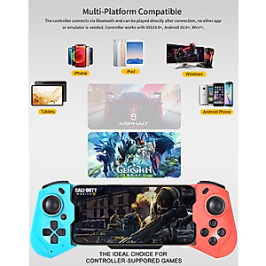Joso Mobile Game Controller for iPhone, Android, PC, Steam, Direct Play, 15 Hours Playtime, Phone Controller Gamepad Joystick for iPhone 14 13 12 Pro Max, Galaxy S23 S22 Ultra, iPad, Tablet, MFi Games