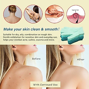 MIG4U Shower Exfoliating Scrub Gloves Medium to Heavy Bathing Gloves Body Wash Dead Skin Removal Deep Cleansing Sponge Loofah for Women and Men 5 Pairs 5 Colors