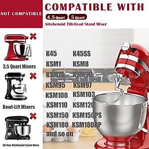 EGNic Stainless Steel Dough Hook Attachment for Kitchenaid 4.5-5 Quart Tilt-Head Stand Mixer, Spiral Dough Hook Replacement for Kitchenaid Mixers Accessories