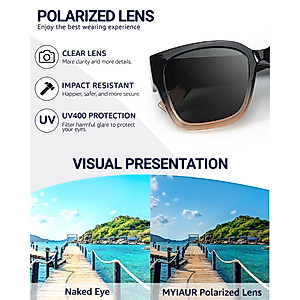 Myiaur Fit Over Sunglasses for Women, Trendy Designer Style Oversized Polarized Sunglasses for Driving with UV400 Protection
