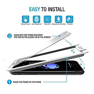 Purity Glass Screen Protector for iPhone 8 Plus / 7 Plus (3-Pack) [w/Installation Frame] Tempered Glass Screen Protector Compatible with Apple iPhone 8 Plus, iPhone 7 Plus [Case Friendly] (3 Pack)