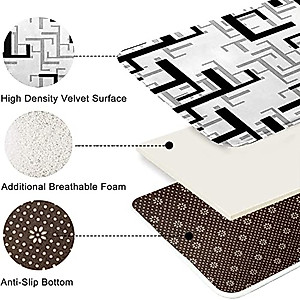 Black Grey Shower Curtain Sets with Toilet Lid Cover and Non-Slip Rugs, Retro Geometric 4 Pcs Shower Curtains for Bathroom, Rectangle Abstract Modern Bathroom Decor