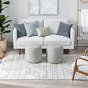 Well Woven Salem Eliana 3'11" x 5'3" Cream Tribal Geometric Chevron Pattern High-Low Textured Area Rug