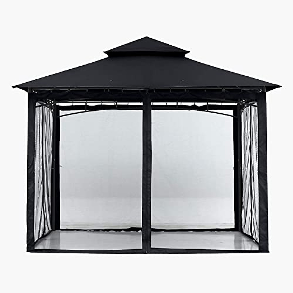 Mosquito Net for Outdoor Patio and Garden, Screen House for Camping and Deck, Zippered Mesh Sidewalls for 10x 10' Gazebo and Tent,Outdoor Gazebo Screenroom, (Black)…