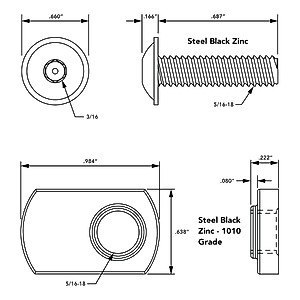 8020, 3320, 15 Series, 5/16-18 x 0.687 Inch Flanged Button Head Socket Cap Screw Bolt (FBHSCS) with Slide-in Economy T-Nut Hardware Combo (25 Pack)