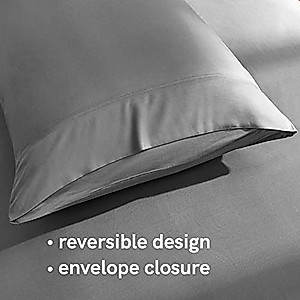 YnM Cooling Bed Sheet Set with 100 Percent Rayon Derived from Bamboo, 400TC Fabric with 2 Pillowcases and Flat Sheet, Deep Pocket Fit 19'', Silky-Soft & Sweat Wicking, 4 Piece (Queen, Dark Grey)
