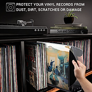 Facmogu 10PCS 12in Thicken PVC Record Protective Sleeves, Premium 180 Micron Clear PVC Outer Sleeves with Flap, Durable Record Outer Protective Sleeve for 33 RPM Album (NOT for Gatefold/Trifold Album)