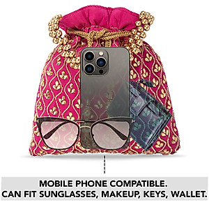 Aheli Indian Potli Bags for Women Evening Bag Clutch Ethnic Bride Purse with Drawstring (P27RP)