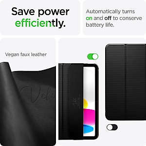 Spigen Liquid Air Folio Designed for iPad 10.9 inch Case iPad 10th Generation Case (2022) - Black