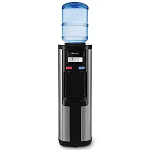 COSVALVE Water Dispenser 5 Gallon Top Loading Hot and Cold Water Stainless Body Compression Refrigeration with Child Safety Lock for Home Office Use