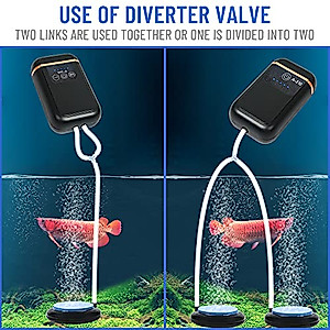 SUNWEN Aquarium Air Stone Disc 2 x 2 Inch Fish Tank Bubbler with 2 Suction Cups, 1 Adjust Valve, 1 Check Valve Oxygen Diffuser for Aquarium, Fish Tank and Hydroponics