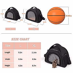 YUDODO Hamster Carrier Guinea Pig Carrier Bag Small Animal Sugar Glider Pouch Gerbil Hedgehog Portable Travel Carrier Outdoor Hangbag Flying Squirrel Rat Carrier Black