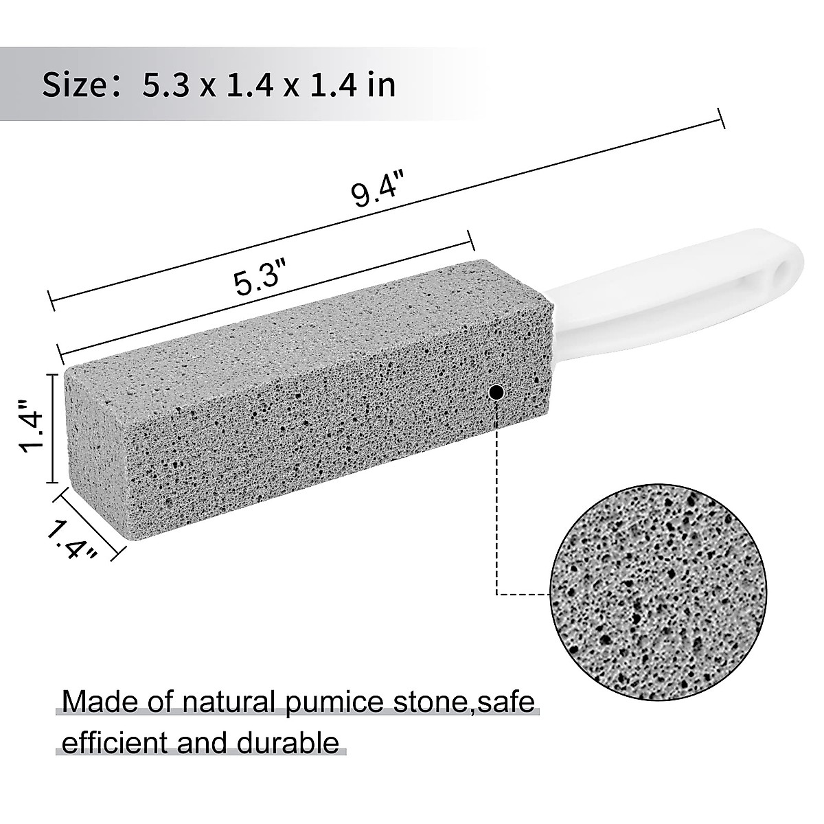 HongWay 6 Pack Pumice Stone Cleaning Brush with Handle, Pumice Scouring Pad for Toilet, Bathtubs, Kitchen Sink, Grill, Household