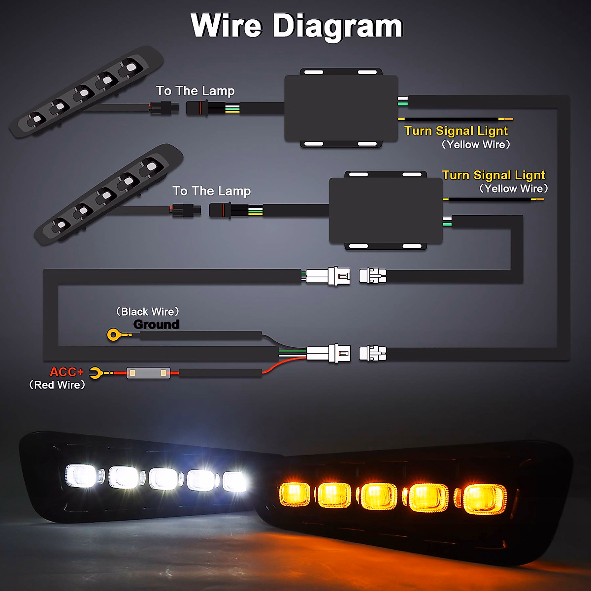 Ford Raptor Fog Lights with Switchback LED Turn Signals Daytime Running Light Compatible for Ford Raptor 2017 2018 2019 2020 Gen 2