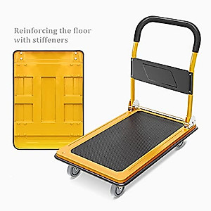 ZLMMY 360 Degree Swivel Wheels and Foldable,Portable Push Pull Cart Dolly,Moving Platform Hand Truck,Load 150KGS (Color : Yellow)