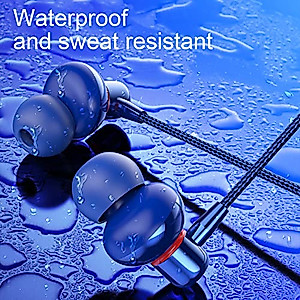 OCUhome Type C Wired Earphones, HiFi Bass Stereo Built-in Microphone Mic Headphones, Noise Cancelling Wired Earbuds Purple