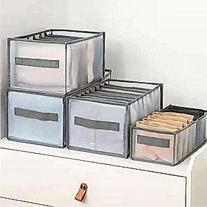 3PCS Washable Wardrobe Clothes Organizer, 7 Grids Foldable Visible Closet Organizer Clothes Drawer Mesh Separation Box for Jeans,Leggings,T-shirt,Skirts,Kid Clothes Compartment Storage Box