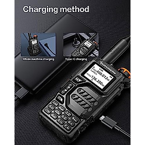 QuanshengUVK5 AM/FM/DTMF walkie Talkie 200 Channel Three Frequency Receiving walkie Talkie NOAA Weather Forecast, with Flash VOX Replication Frequency LCD Display for Hiking Camping Trip (1 Piece)
