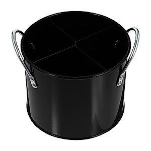 Hemoton Black Metal Storage Tray Rustic Farmhouse Table Caddy with Handles Functional Decorative Divided Box Vintage Style 4 Compartment Cutlery Condiment Napkin Organizer