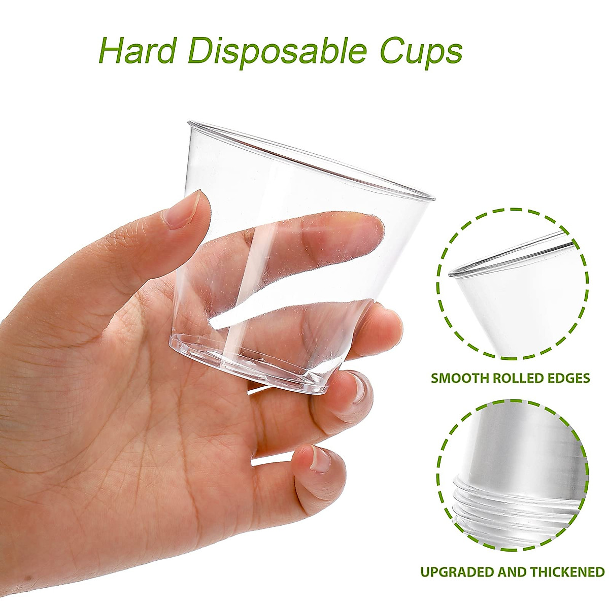 Tebery 200 Pack Small Clear Plastic Tumblers Cups, 5oz Hard Disposable Cups Bulk Plastic Party Punch Cups