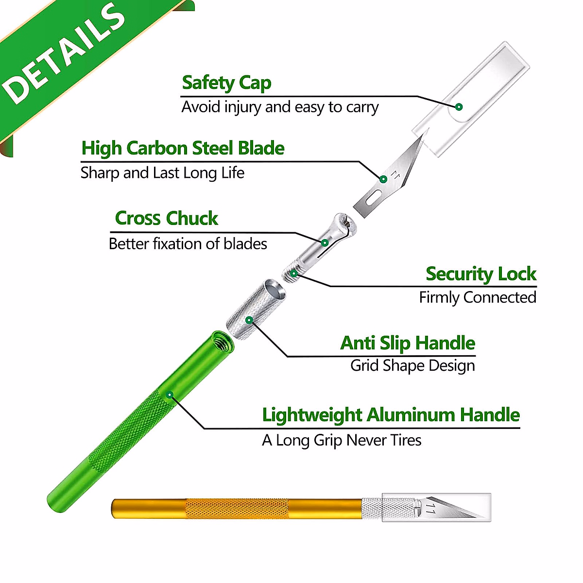 Baijuyi Exacto Knife Craft Knife, Stainless Steel Hobby Knife Set with 3 Exacto Knives+90 pcs Exacto Knife Blades for Precision Carving, DIY, Art, Cutting, Scrapbooking,Stencil.