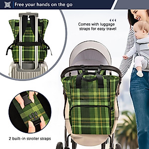 Jihqo Diaper Bag Backpack National Tartan Saint Patrick Travel Diaper Bags for Women, 10L Functional Baby Changing Bag with Insulted Pockets, Stroller Straps