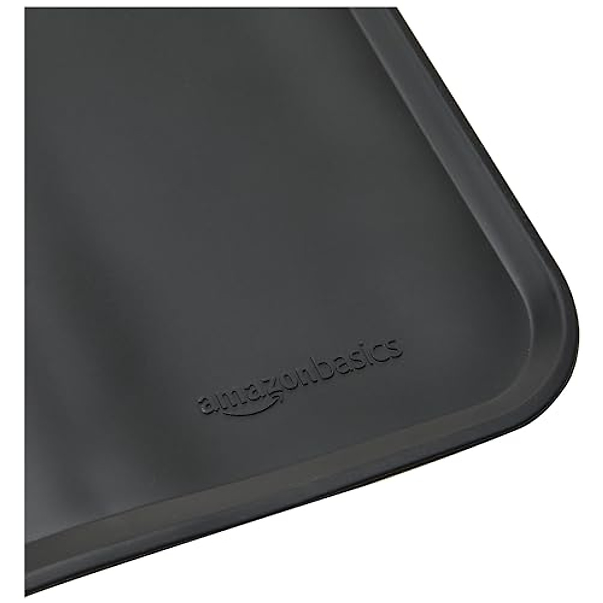 Amazon Basics Waterproof Anti-Slip Silicone Pet Food and Water Bowl Mat, 24 x 16 Inches, Black, Solid