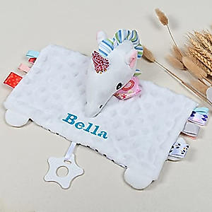 Jocidea Baby Gifts Personalized Security Blanket Baby - Gifts for Newborn - New Baby Boy Girl Gifts - Gifts for Christmas Baby Shower - Infant Presents for Christmas - White Unicorn
