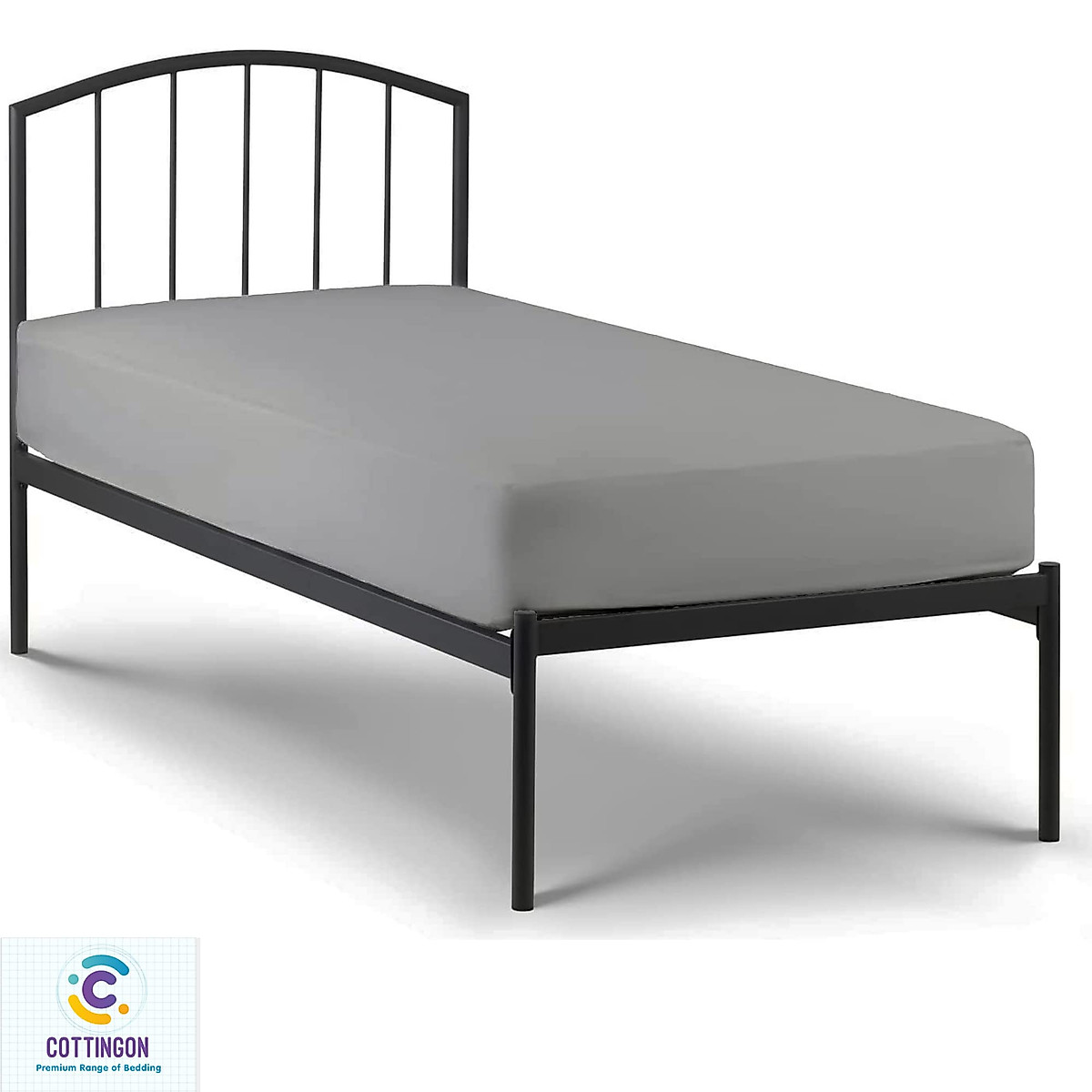 Cottingon, Premium 400 TC 100% Egyptian Cotton 4 PC Sheet Set 7" Deep, Light Grey-Cot Size 33"x75"