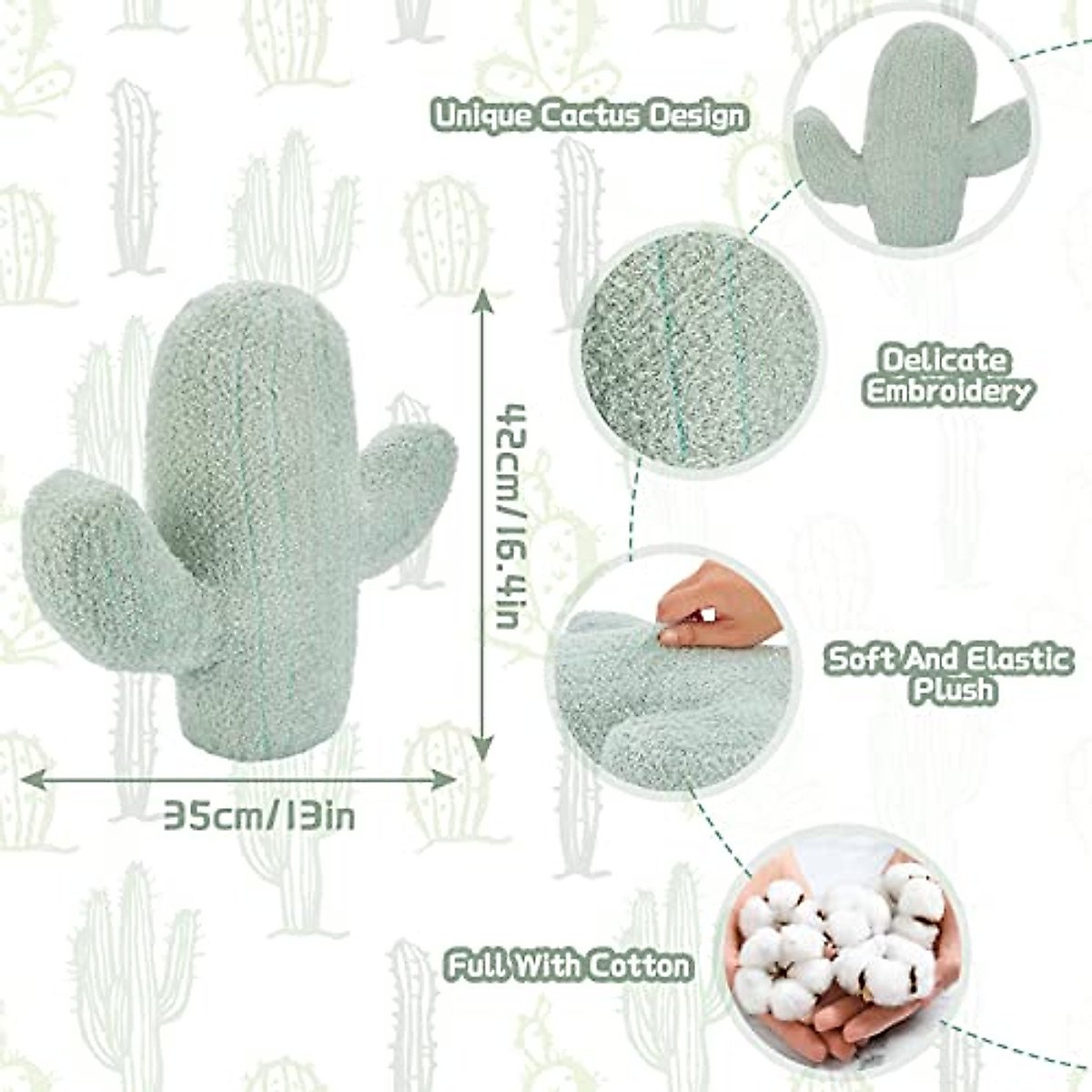 16 Inches Cactus Shape Pillow Cute Throw Pillow Succulent Pillow 3D Shaped Throw Pillow Sofa Cactus Shaped Pillow Plush Cactus Decorative Pillow Office Bed Cushion