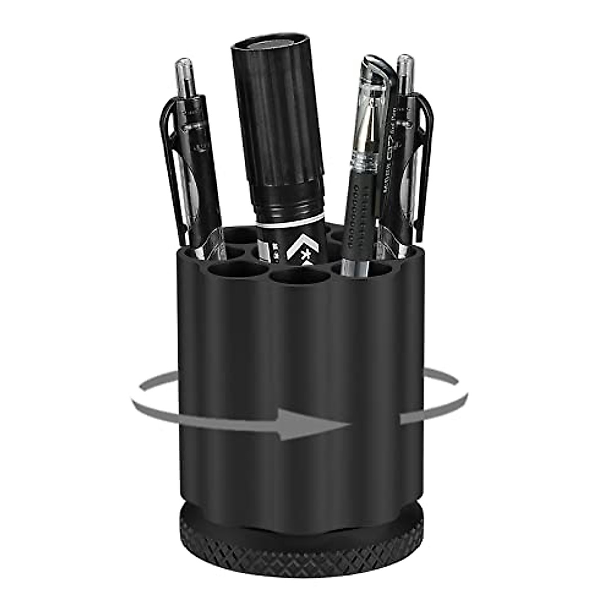 QIAN76 Rotating Revolver Pen Holder, Gun Cylinder Pen Holders, Favorite Pencil Holder and Perfect Stationery Supplies (Black)