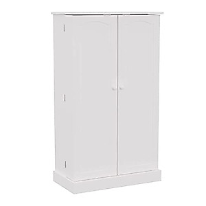 Yusong Kitchen Pantry Storage Cabinet Cupboard with Doors and 6 Adjustable Shelves for Small Space, Farmhouse Pantries Organization Cabinet for Dining Room, Living Room, White