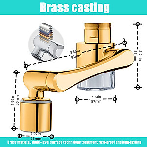 1440° Faucet Extender,2 Modes Pressurized Spray Attachment, Splash Filter Sink Faucet Aerator-Comes with 8 Replaceable Water Purifiers, Solid Brass Robotic Arm for Kitchen/Bathroom Face/Eye Wash