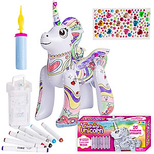 JOYIN Inflatable Coloring Craft Toy Set with Unicorn Design, Paint Your Own Unicorn Arts and Craft Kit for Kids