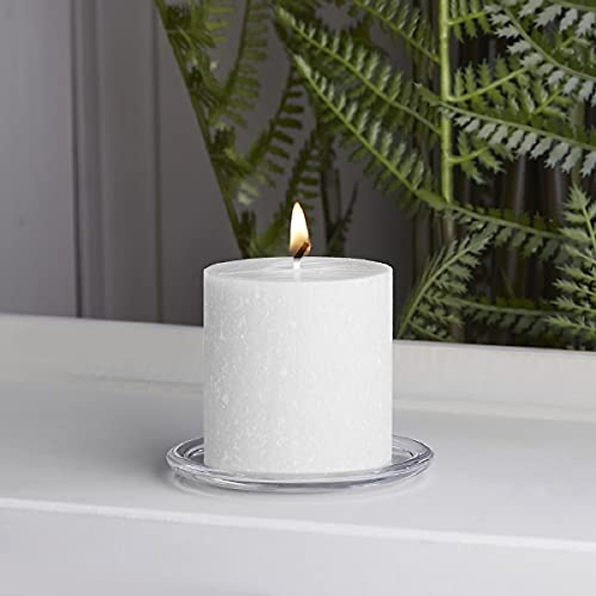 Root Candles Unscented Beeswax Enhanced Textured Timberline Pillar Candle, 3-Inch, White
