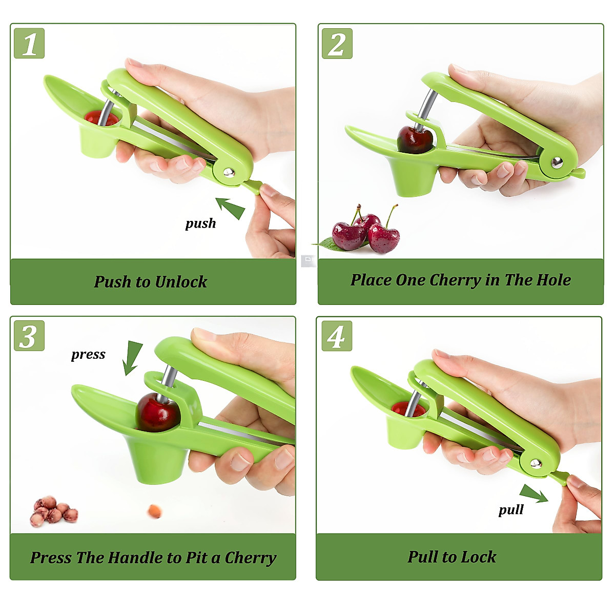 EWPJDK Cherry Pitter Tool Pit Remover Heavy-Duty Stainless Steel Olive Pitter Tool for Making Cherry Jam (Black)