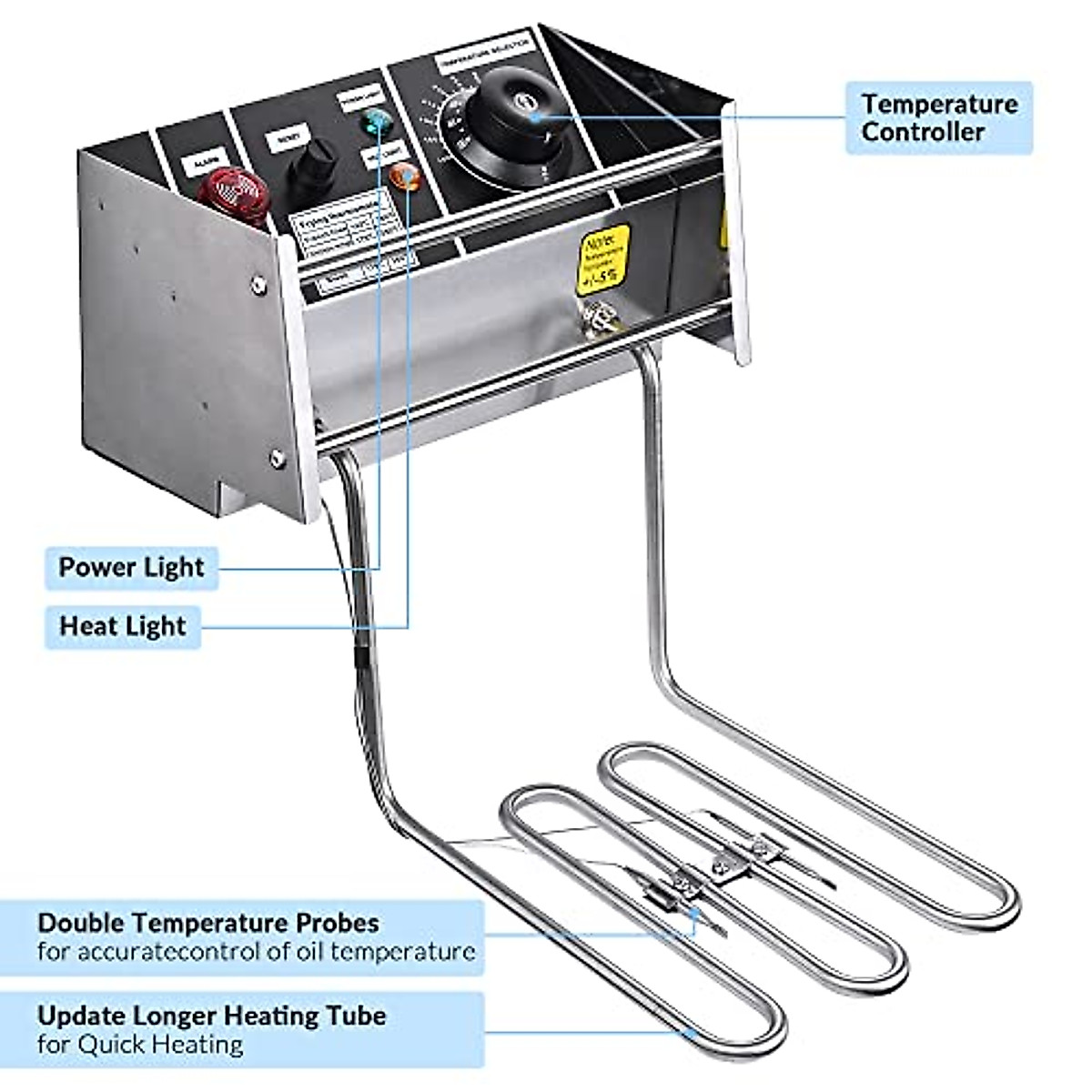 WeChef Commercial Deep Fryer 24L 5000W with Dual Tank Baskets Stainless Steel Electric Countertop Fryer for Restaurant Bar