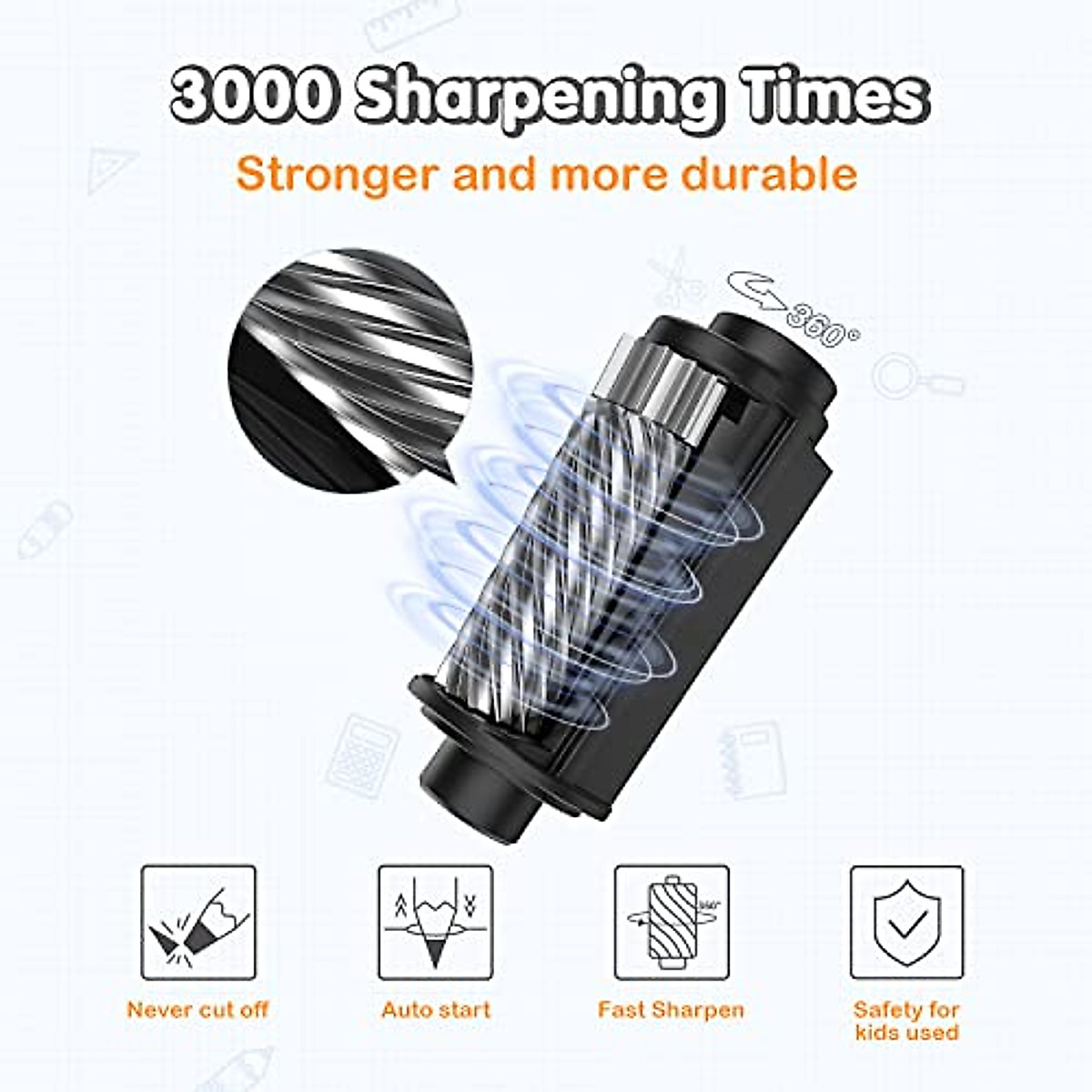 Electric Pencil Sharpener, RIYO Heavy Duty Pencil Sharpener for 6-8mm No.2/Colored Pencils with Adapter/Battery Operated Pencil Sharpener in School/Office/Home(Blue)