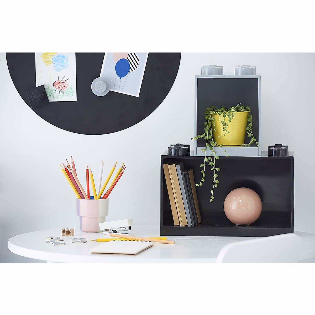 Room Copenhagen Lego Brick Set with 4-Stud and 8-Stud Box Shelves, White