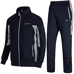 TBMPOY Men's Tracksuits Sweatsuits for Men Set Track Suits 2 Piece Casual Athletic Jogging Warm Up Full Zip Sweat Suits Navy/Grey M
