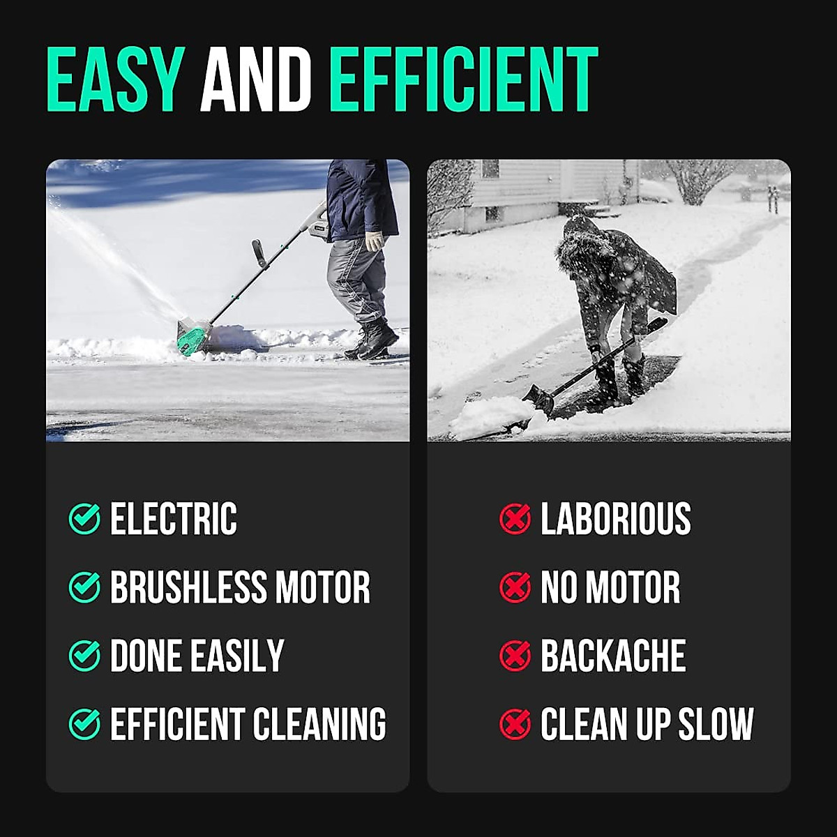 Litheli Cordless Snow Shovel, 20V 12-Inch Battery Powered Snow Thrower, Battery Snow Blower with Auxiliary Handle, with 2 Pack 4.0Ah Battery