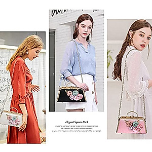 Gold Evening Bag for Women, Flower Wedding Evening Clutch Purse Bride Floral Clutch Bag