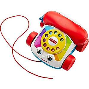 Fisher-Price Toddler Pull Toy Chatter Telephone Pretend Phone With Rotary Dial And Wheels For Walking Play Ages 1+ Years
