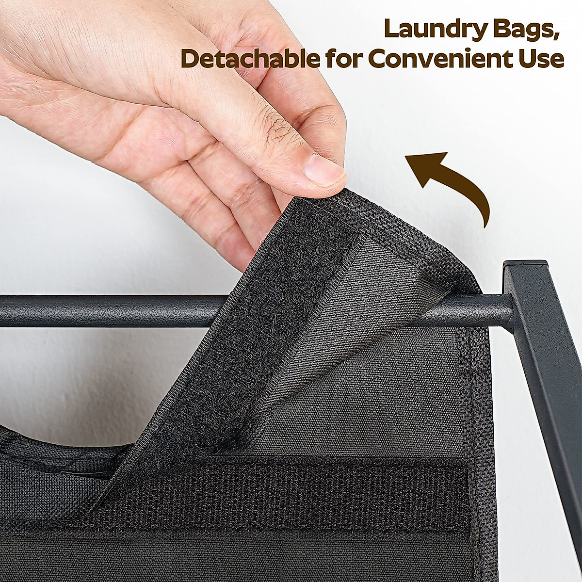 Laundry Hamper 3 Section, Laundry Basket, Laundry Sorter with Shelf, 3 Pull-Out and Removable Bags, 3 x 10Gal (38 L) Laundry Organization, Oxford Cloth Laundry Bags, Rustic Brown LS30BR