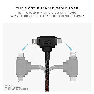 Native Union Belt Cable Duo – 5ft Ultra-Strong Braided Universal Charging Cable – Made with Recycled Materials – 2-in-1 Multi-Device MFi Certified Connectors for Lightning & Type-C Devices (Cosmos)