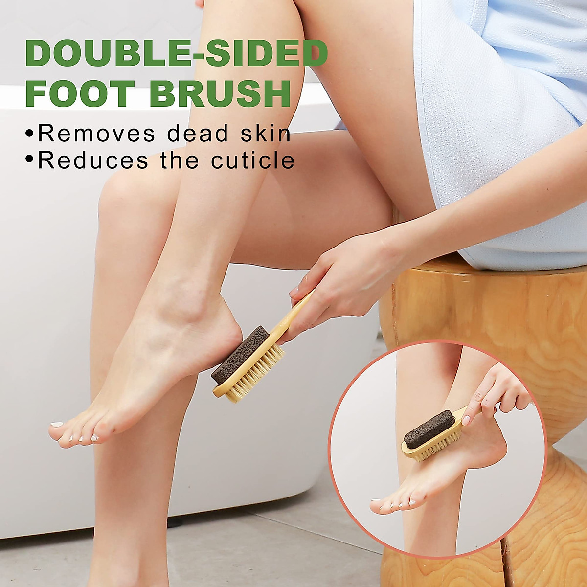 AIFEIVICO Dry Brushing Body Brush, Natural Boar Bristle Exfoliating Dry Brush, Long Handle Back Scrubber Brush, Face Brush, Foot Brush, Meridian Pressure Brush for Lymphatic Drainage, Cellulite