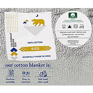 California Design Den 100% Cotton Blanket Queen Size/Full Size, Lightweight & Breathable Bed Blanket for Summers, Herringbone Design, Light Gray Queen Blanket, All-Season Throw (Light Gray)